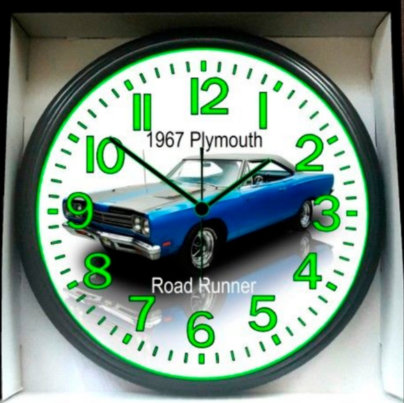 Wall Decor | 1967 Plymouth Road Runner Glow In The Dark Wall Clock New ...